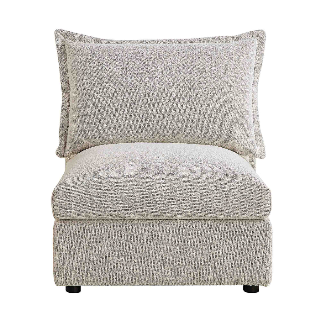 Byron Pillow Edge Mist Grey Boucle Modular Sofa, 1 Seater Armless | daals