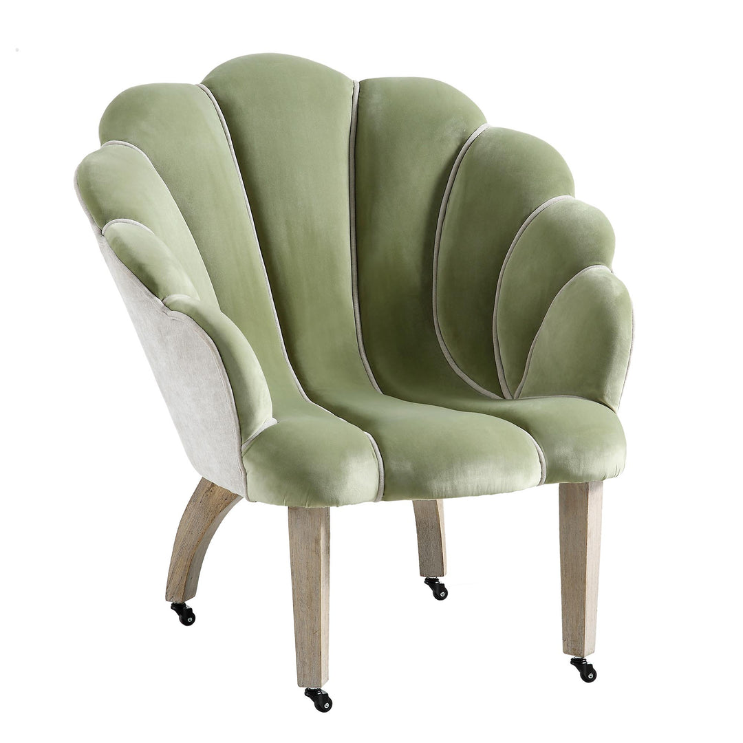 Barnard Scalloped Clam Chair, Lichen Velvet | daals
