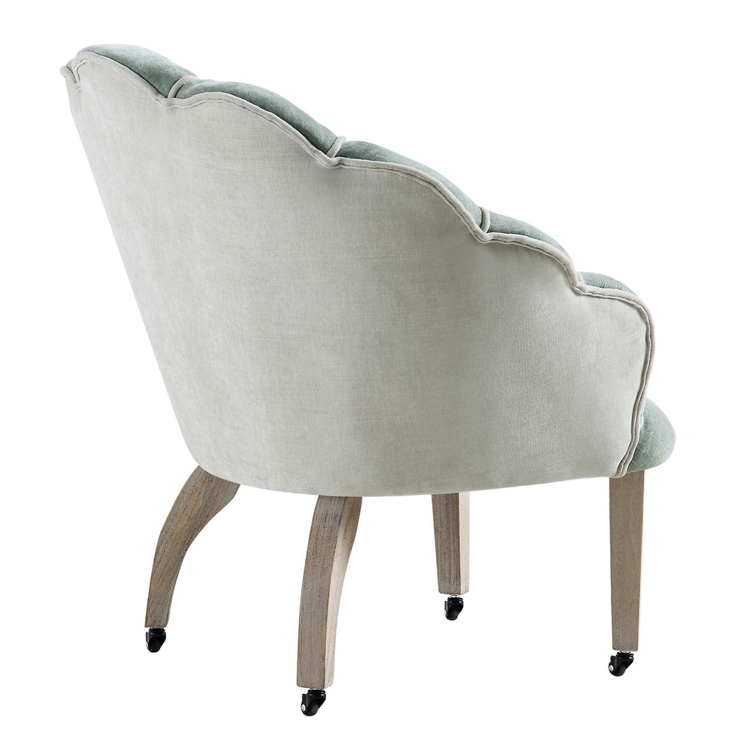 Barnard Scalloped Clam Chair, Sage Green Chenille | daals