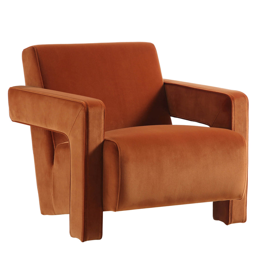 Brompton Sculptural Armchair, Rust Velvet | daals
