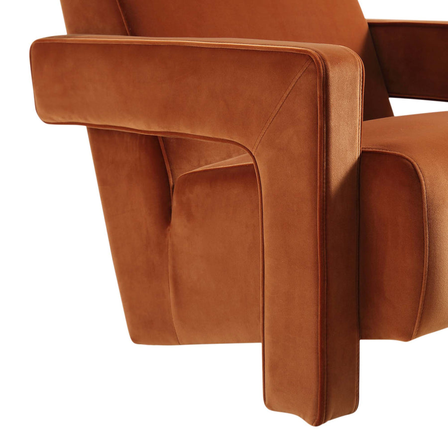 Brompton Sculptural Armchair, Rust Velvet | daals