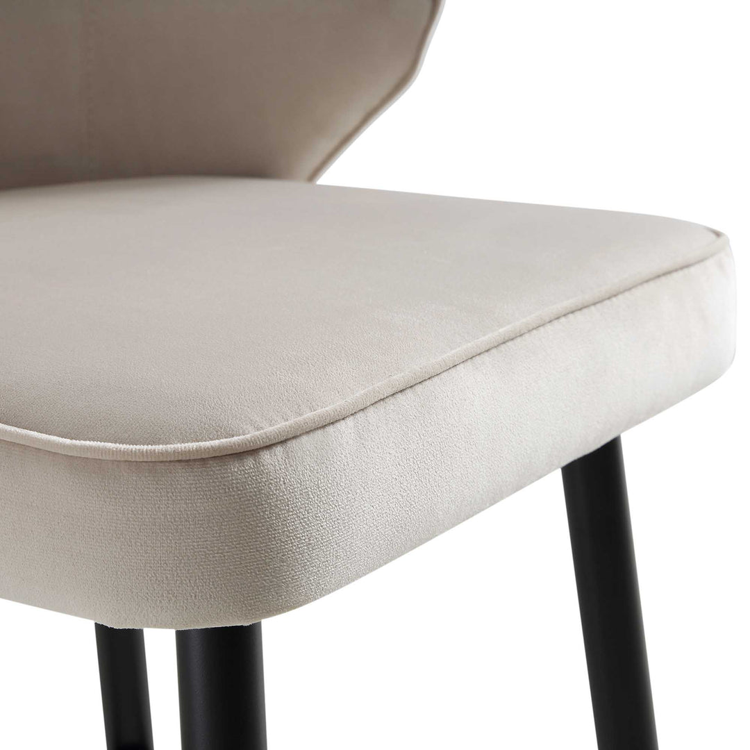 Langham Set of 2 Champagne Velvet Upholstered Carver Counter Stools | daals