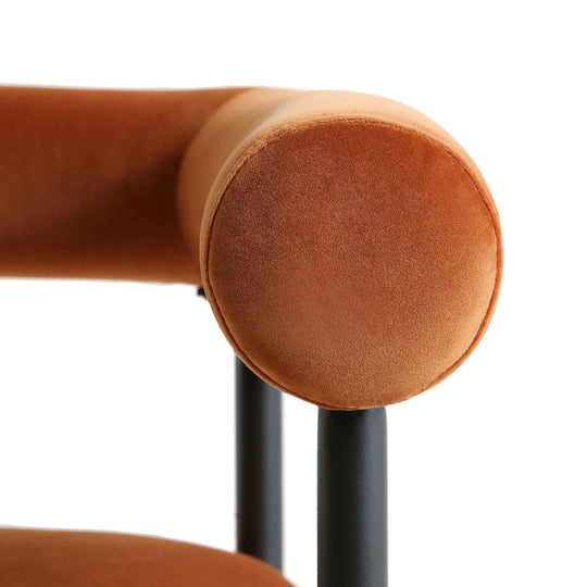 Fulbourn Rust Velvet Counter Stool with Black Legs | daals