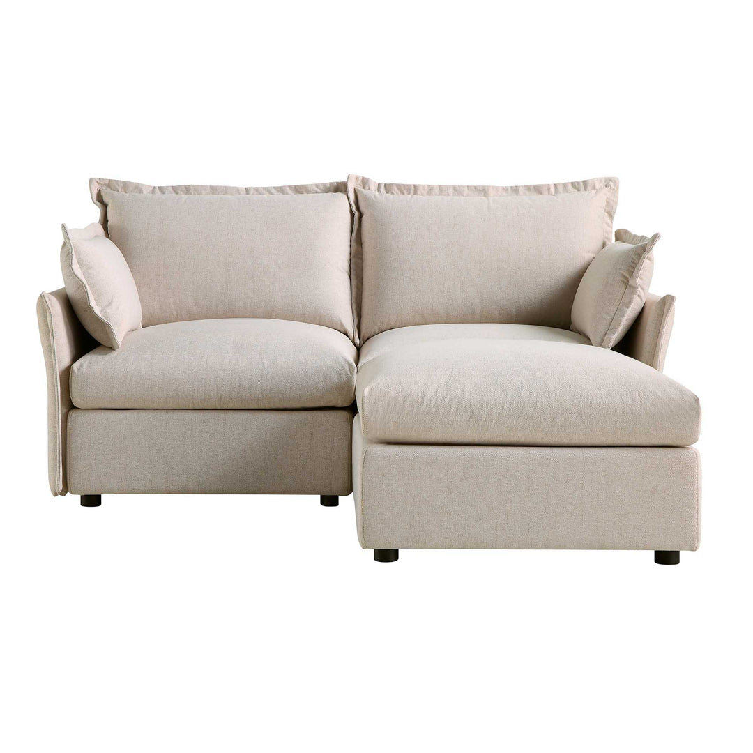 Byron Pillow Edge Beige Fabric Modular Sofa, 2-Seater Chaise | daals