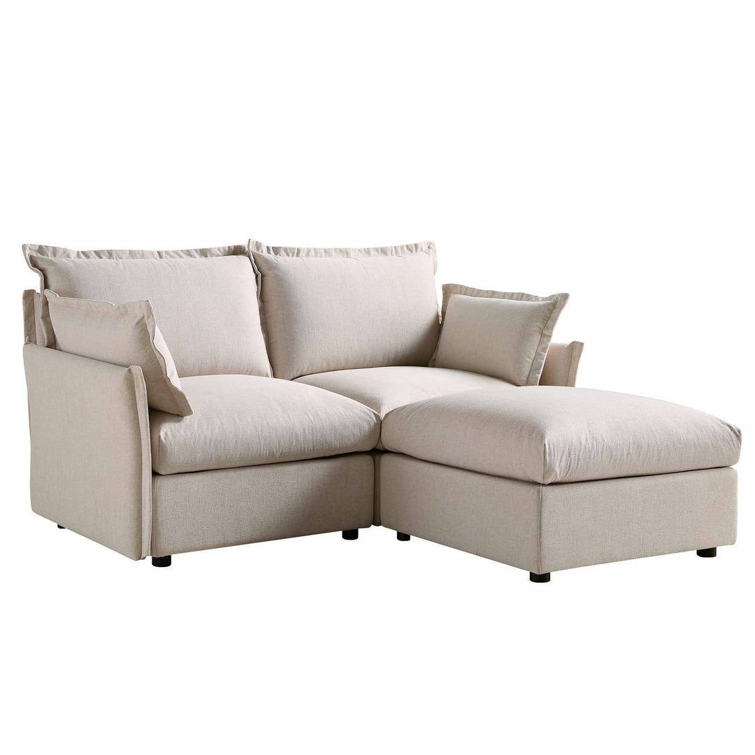 Byron Pillow Edge Beige Fabric Modular Sofa, 2-Seater Chaise | daals