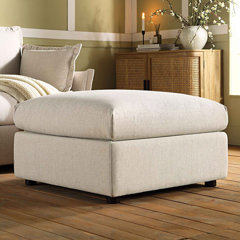 Byron Beige Fabric Pouffe | daals