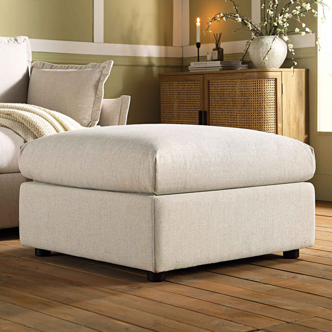 Byron Beige Fabric Pouffe | daals