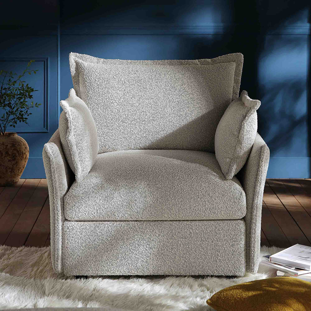 Byron Pillow Edge Mist Grey Boucle Modular Sofa, 1-Seater | daals