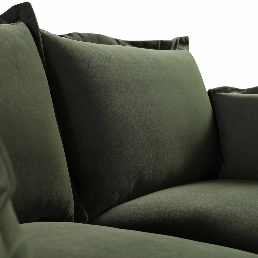 Byron Pillow Edge Moss Green Velvet Modular Sofa, 2-Seater | daals