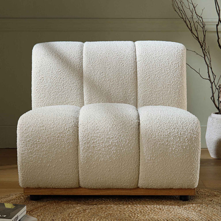 Granvia Ecru Boucle Modular Sofa, 1-Seater Armless Sofa | daals