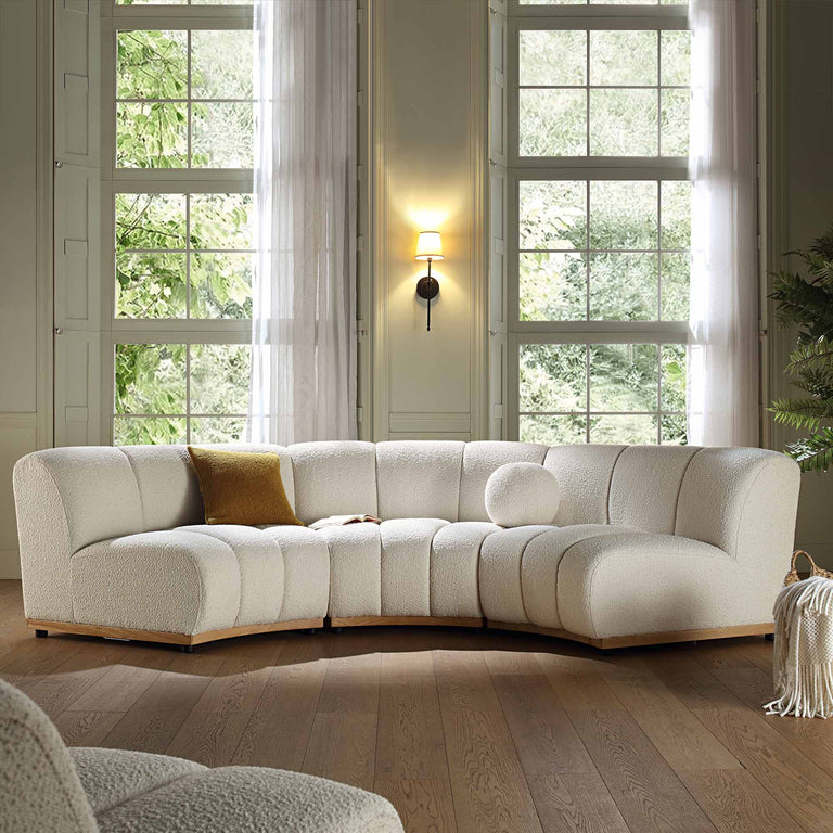 Granvia Ecru Boucle Modular Sofa, 3-Seater Curved Sofa | daals