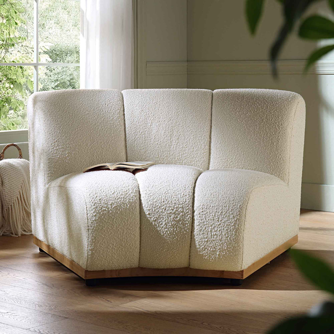 Granvia Ecru Boucle Modular Sofa, 1-Seater Curved Sofa | daals