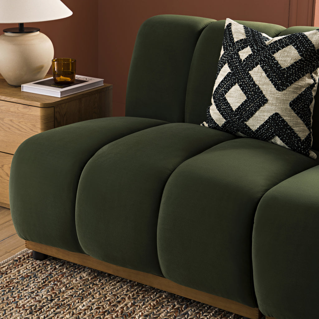 Granvia Moss Green Modular Sofa, 1-Seater Armless Sofa | daals