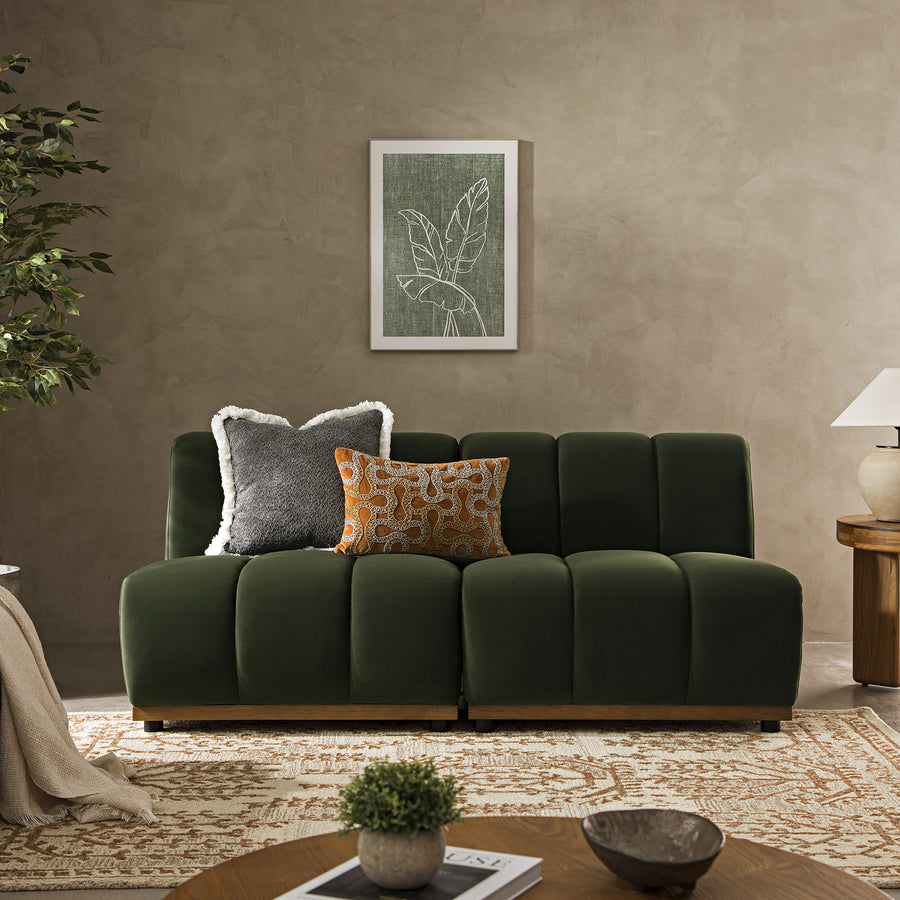 Granvia Moss Green Velvet Modular Sofa, 2-Seater Sofa | daals
