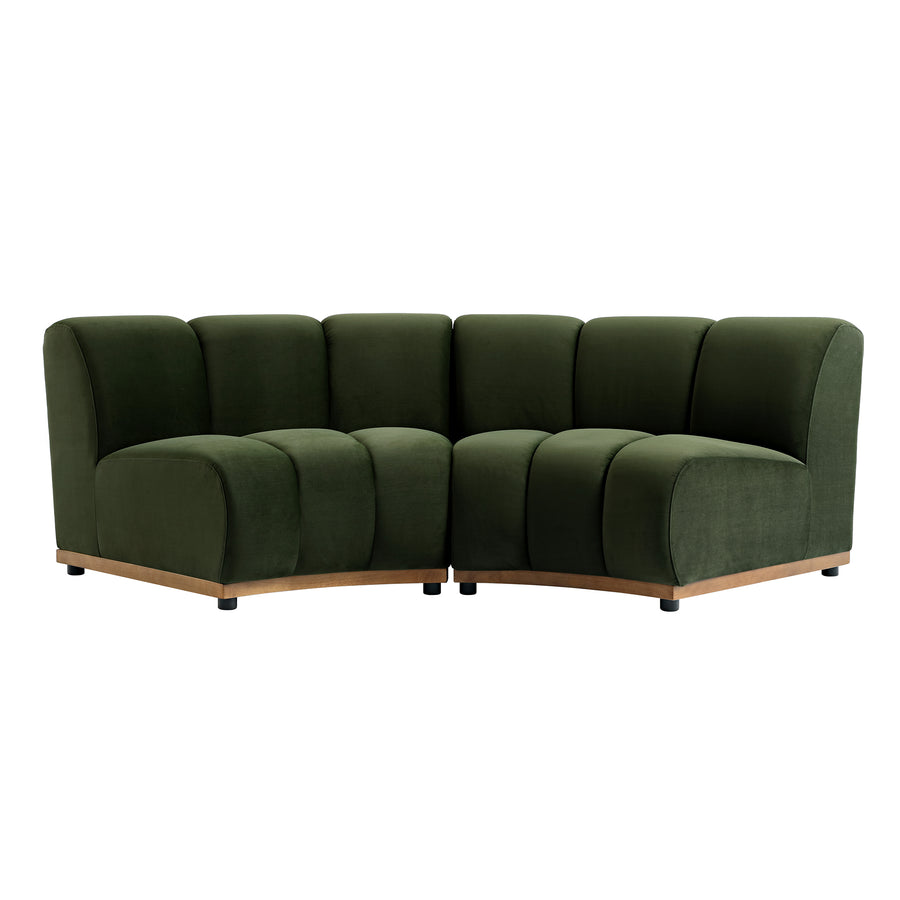 Granvia Moss Green Velvet Modular Sofa, 2-Seater Curved Sofa | daals