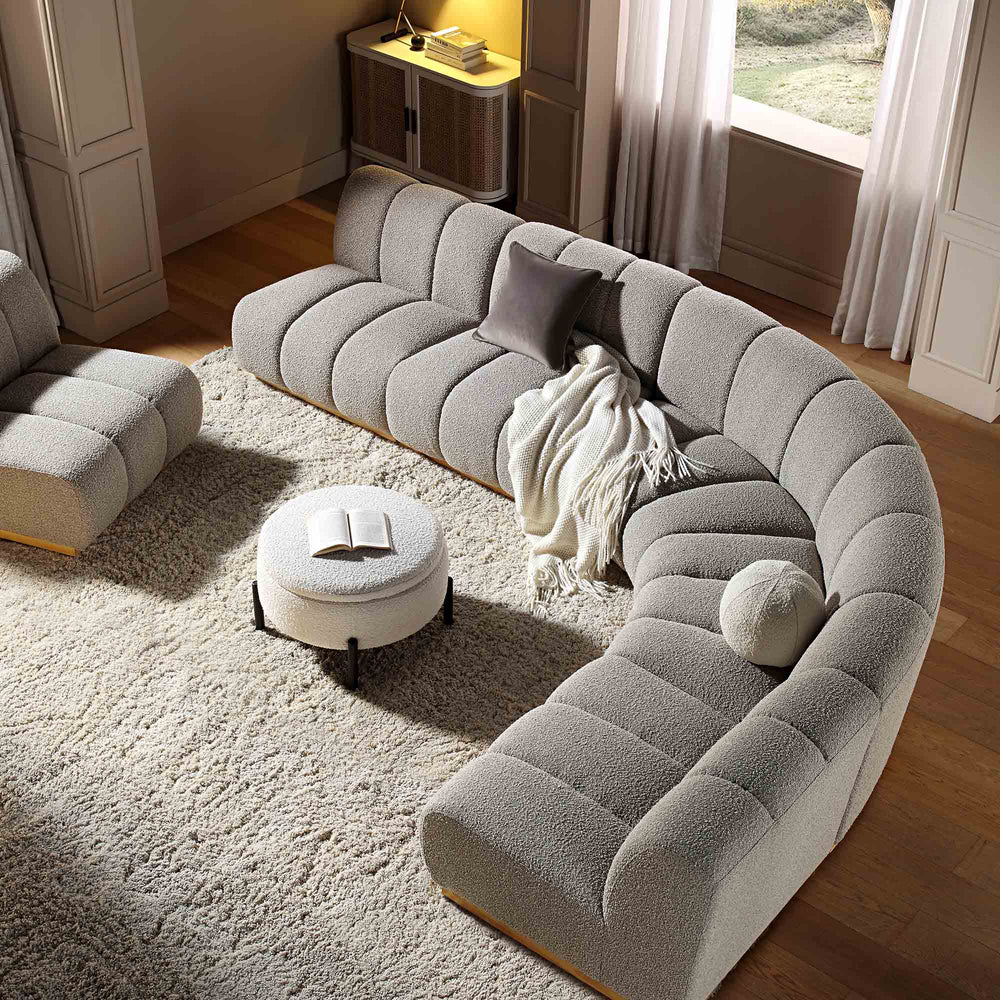 Granvia Taupe Boucle Modular Sofa, 5-Seater Grand L-Shaped Sofa | daals