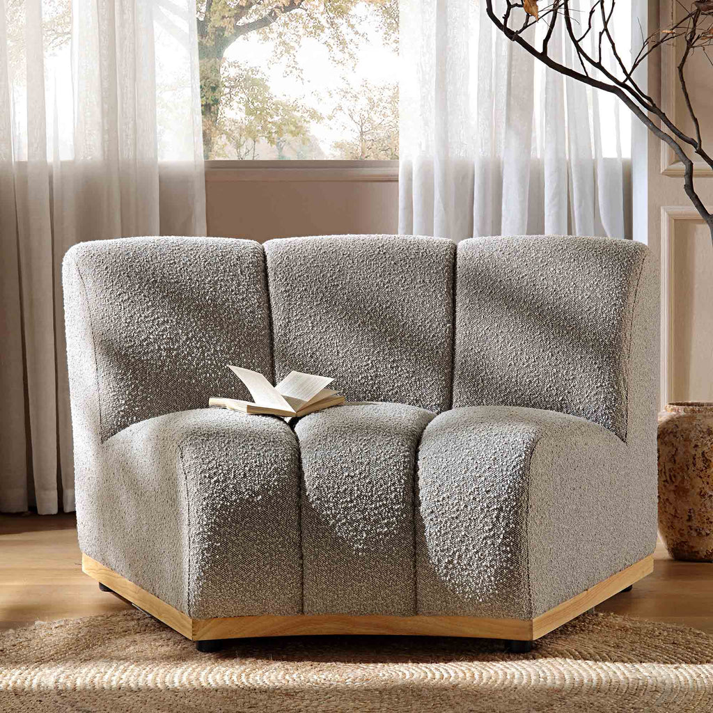 Granvia Taupe Boucle Modular Sofa, 1-Seater Curved Sofa | daals