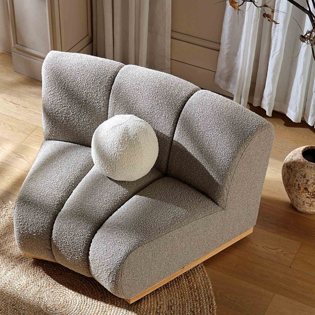 Granvia Taupe Boucle Modular Sofa, 1-Seater Curved Sofa | daals