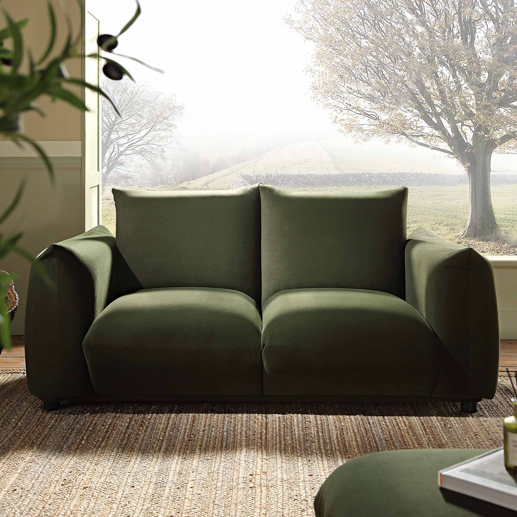 Gianni Two Seater Sofa, Moss Green Velvet | daals
