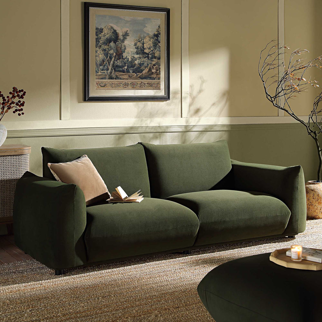 Gianni Three Seater Sofa, Moss Green Velvet | daals