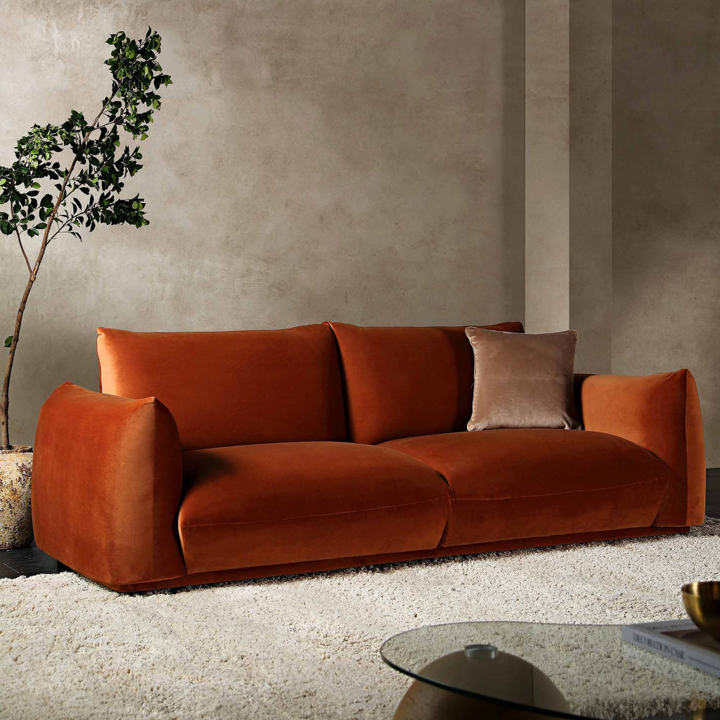 Gianni Three Seater Sofa, Rust Velvet | daals