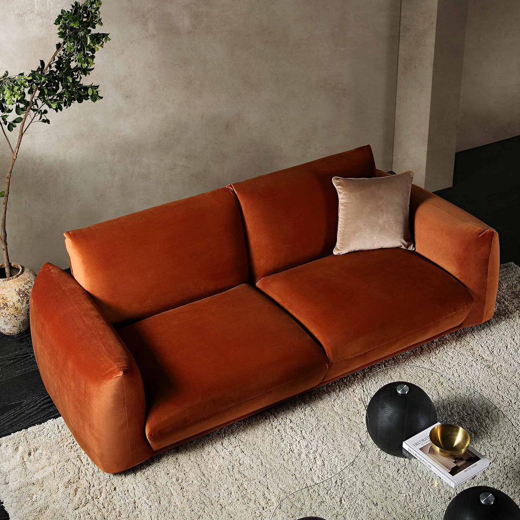 Gianni Three Seater Sofa, Rust Velvet | daals