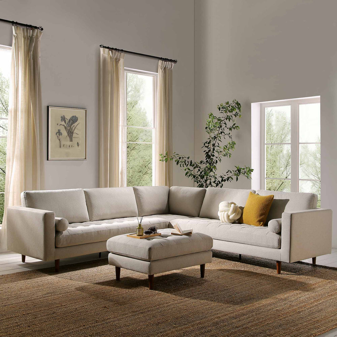 Henrietta 5+Seater Corner Sofa, Beige Woven Fabric | daals