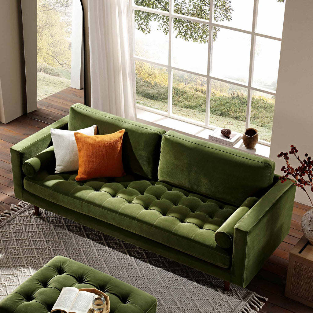 Henrietta Large 3-Seater Sofa, Moss Green Velvet | daals