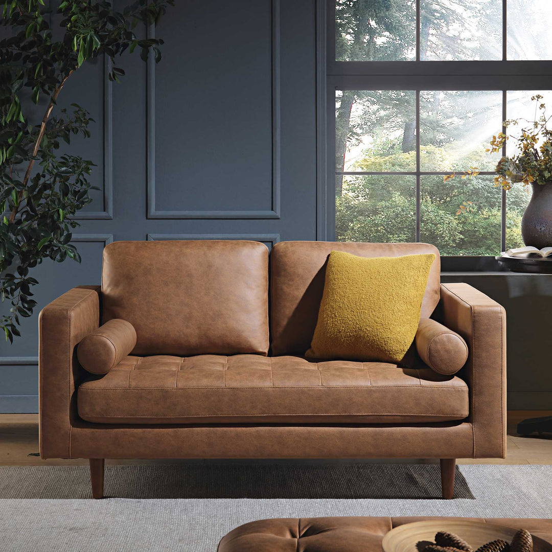 Henrietta 2-Seater Sofa, Tan Faux Suede | daals