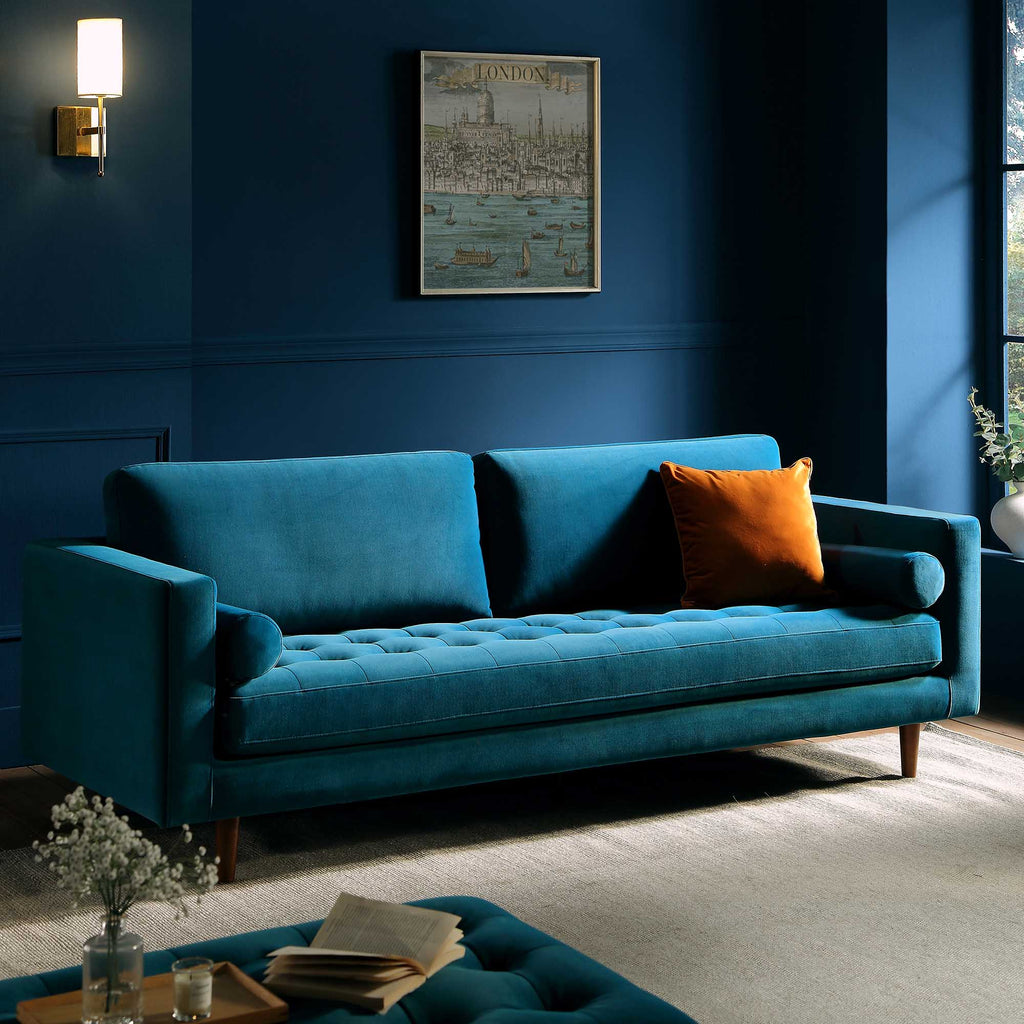 Henrietta Large 3-Seater Sofa, Teal Velvet | daals