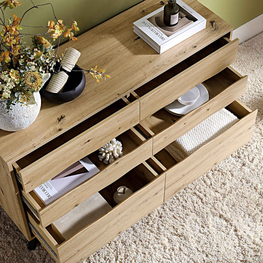 Weston Oak Effect 6 Drawer Chest of Drawers | daals