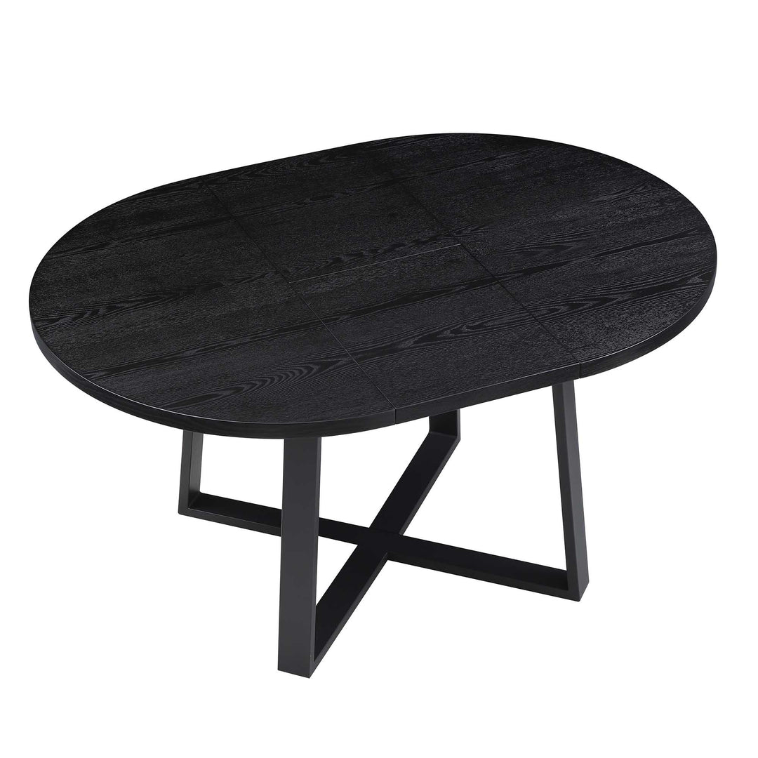 BERN Extending Round Dining Table with Metal Legs, Black | daals
