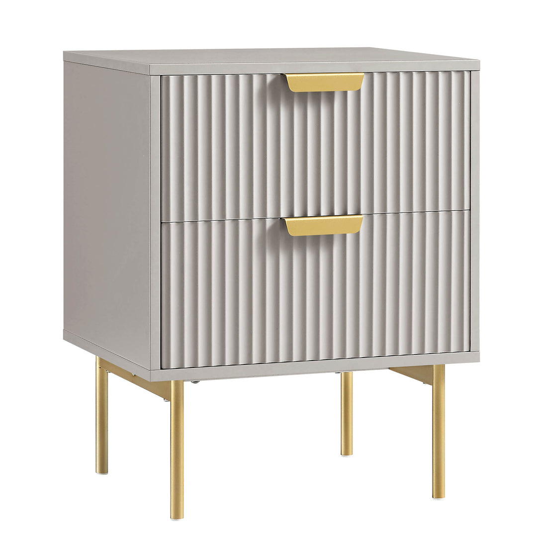 Richmond Ridged 2 Drawer Bedside Table, Matte Taupe | daals