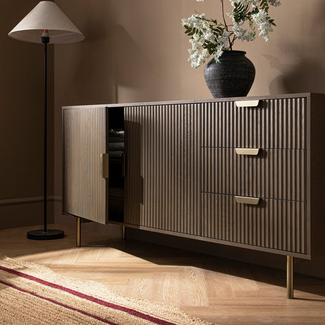 Richmond Ridged Large Sideboard, Dark Ash | daals