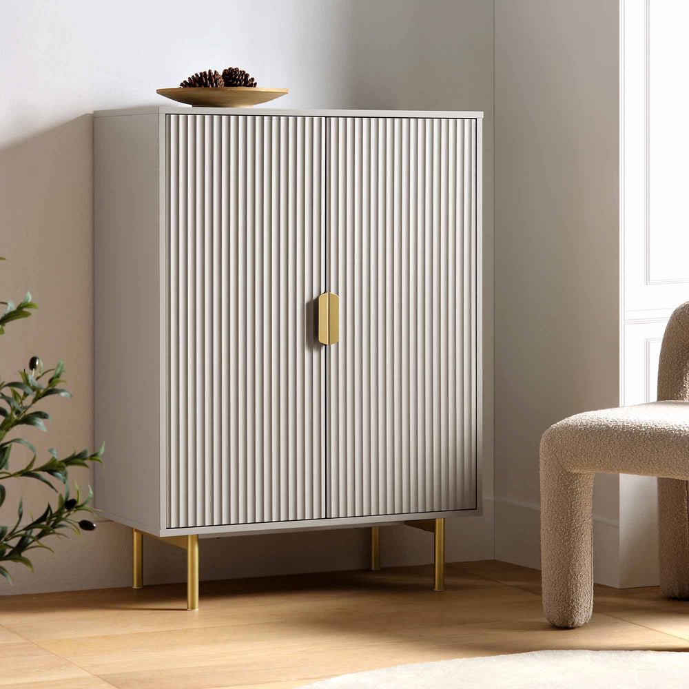 Richmond Ridged Highboard Storage Cabinet, Matte Taupe | daals