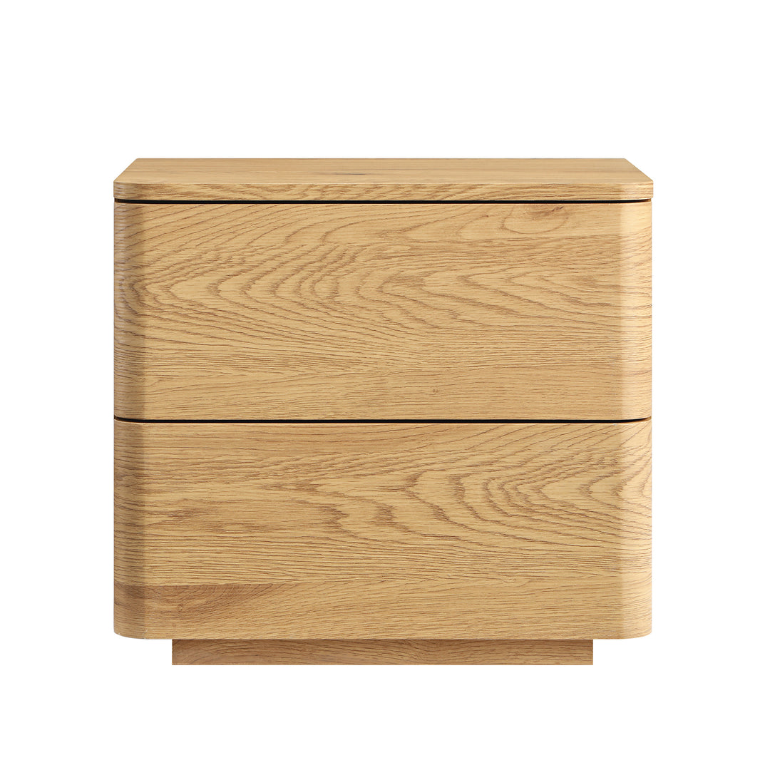 Agnes Curved Edge 2 Drawer Bedside Table, Natural | daals