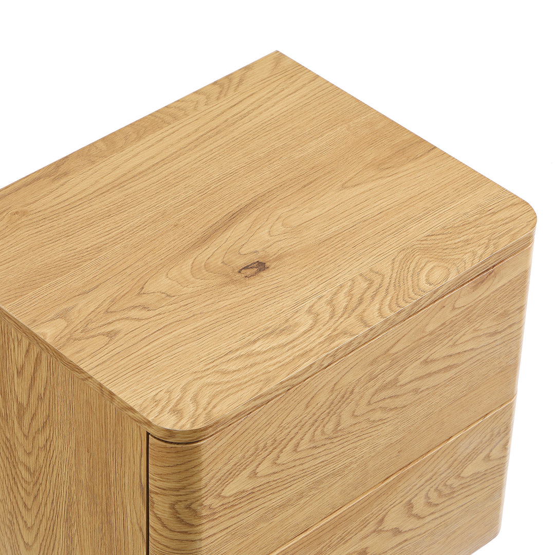 Agnes Curved Edge 2 Drawer Bedside Table, Natural | daals