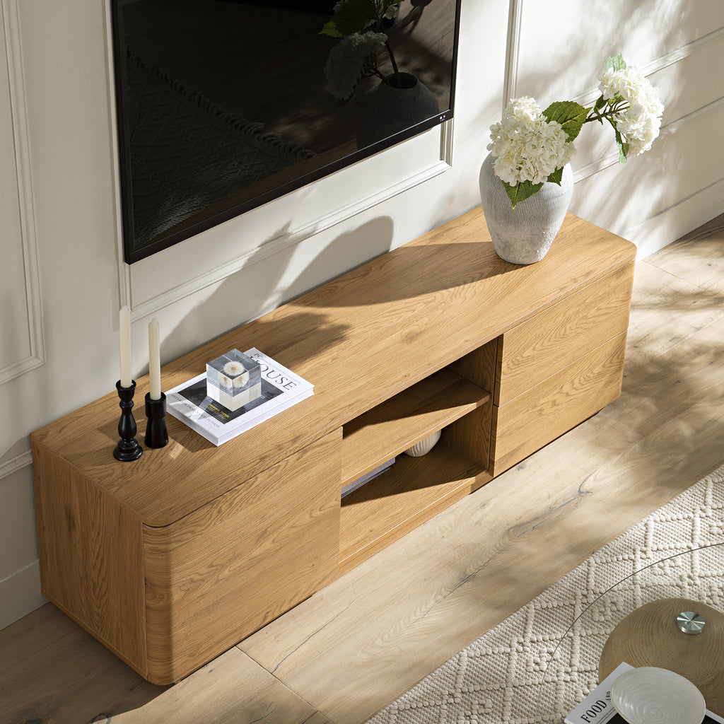 Agnes Curved Edge 150cm Wide TV Unit, Natural | daals