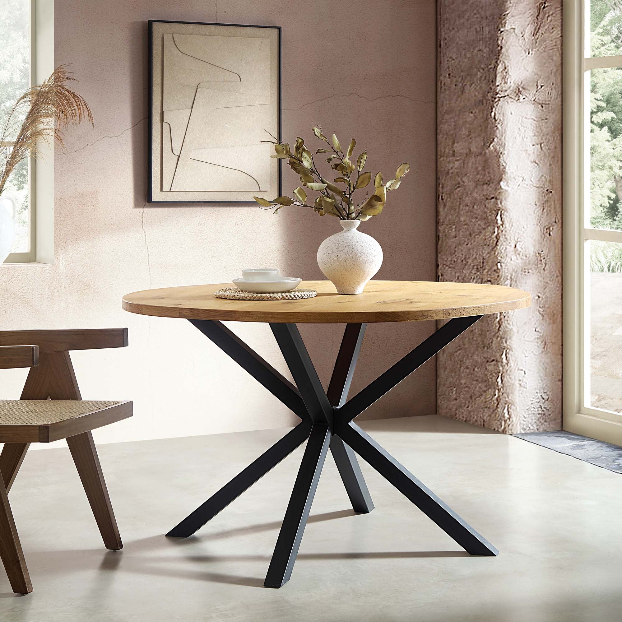 BERN Natural Curved Edge Solid Oak Dining Table | daals