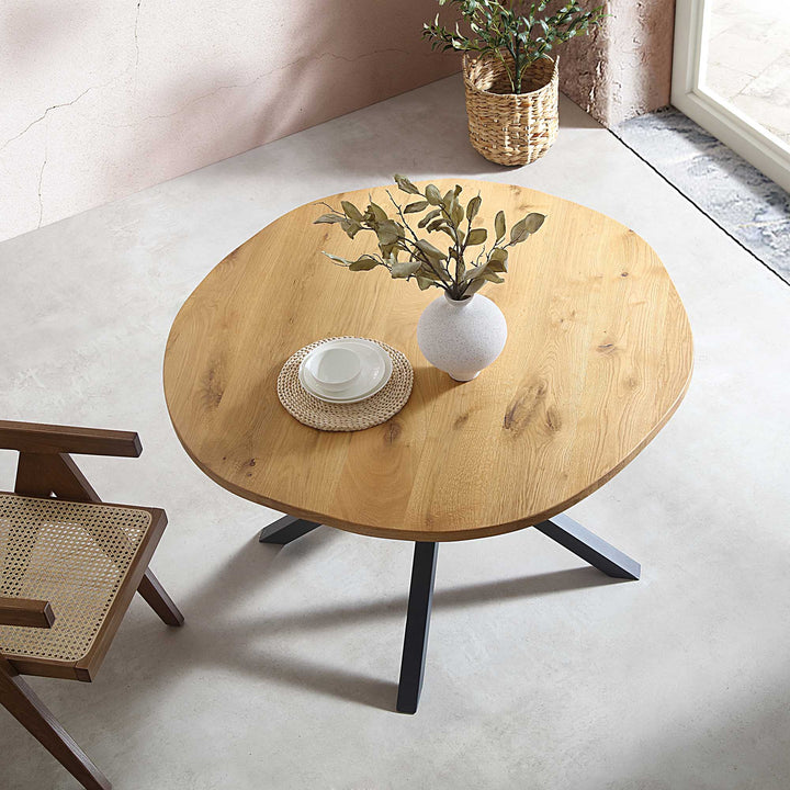 BERN Natural Curved Edge Solid Oak Dining Table | daals