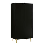 Richmond Ridged Double Wardrobe with Drawer, Matte Black | daals