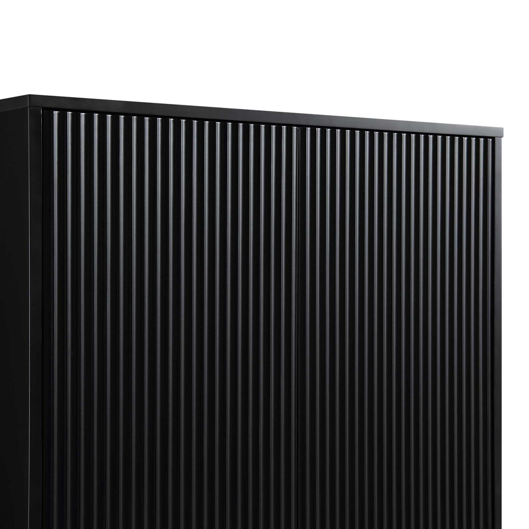 Richmond Ridged Double Wardrobe with Drawer, Matte Black | daals