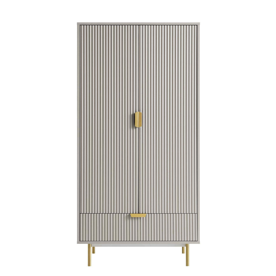 Richmond Ridged Double Wardrobe with Drawer, Matte Taupe | daals