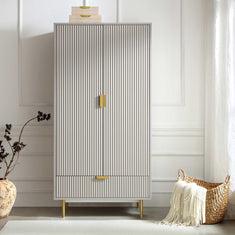 Richmond Ridged Double Wardrobe with Drawer, Matte Taupe | daals