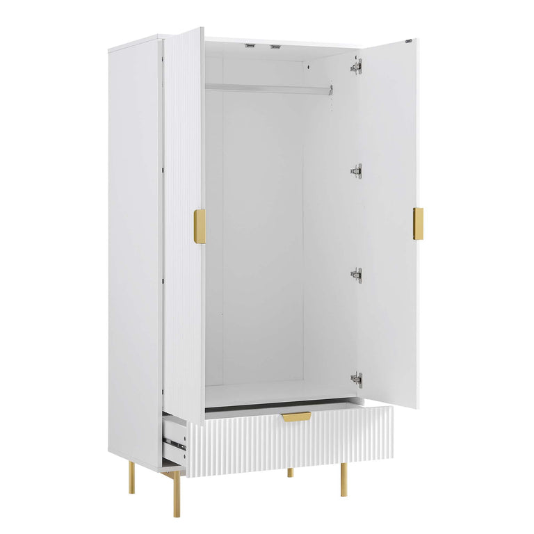 Richmond Ridged Double Wardrobe with Drawer, Matte White | daals