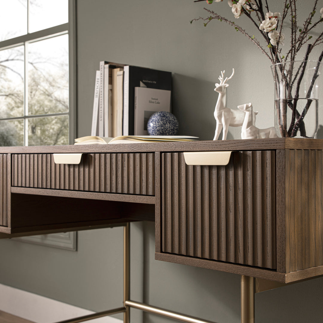 Richmond Ridged Dressing Table, Dark Ash | daals