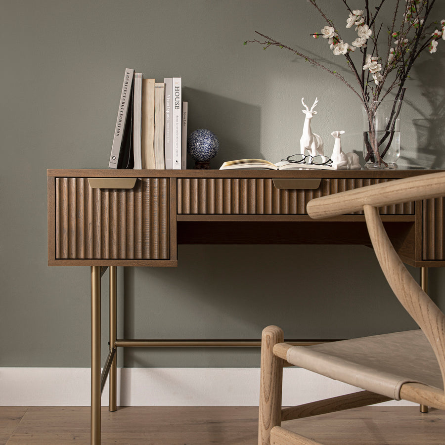 Richmond Ridged Dressing Table, Dark Ash | daals