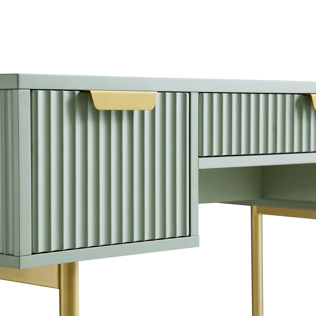 Richmond Ridged Dressing Table, Matte Sage Green | daals