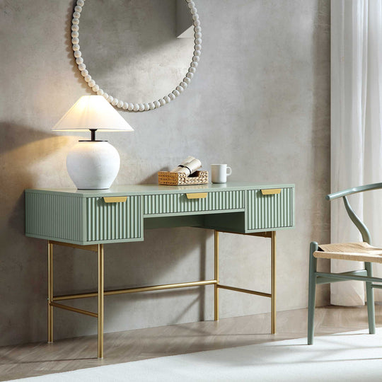 Richmond Ridged Dressing Table, Matte Sage Green | daals