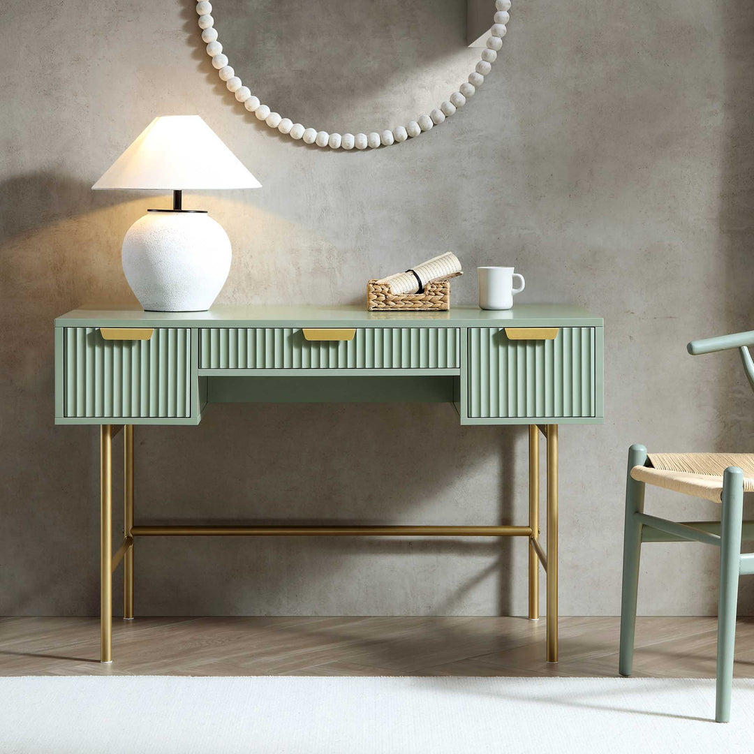 Richmond Ridged Dressing Table, Matte Sage Green | daals
